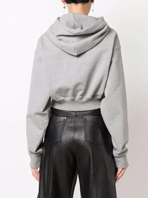 Off-White Cropped Hoodie - Grey