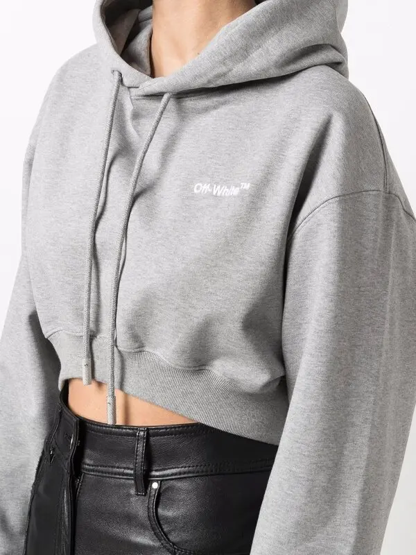 Off-White Cropped Hoodie - Grey