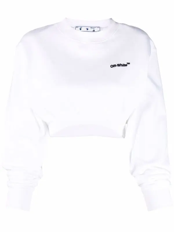 Off-White Helvetica Cropped Sweatshirt - White