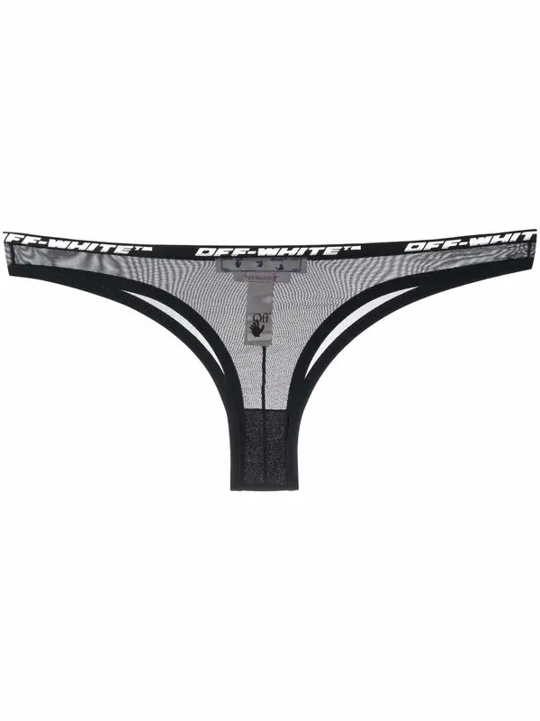 Off-White Logo-print Thong - Black