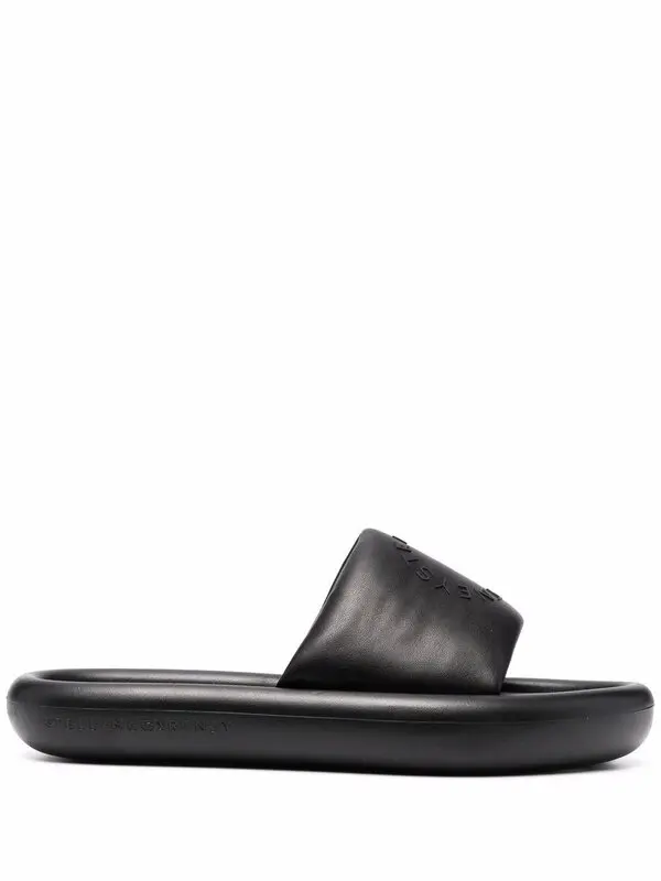 Stella McCartney Perforated Logo Slides - Black