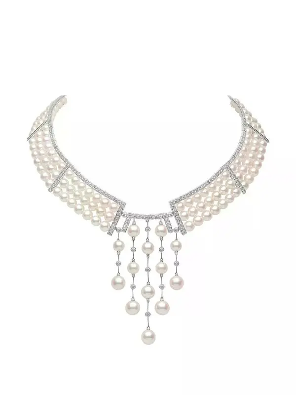 Yoko London 18kt White Gold Raindrop Akoya Pearl And Diamond Necklace - Silver