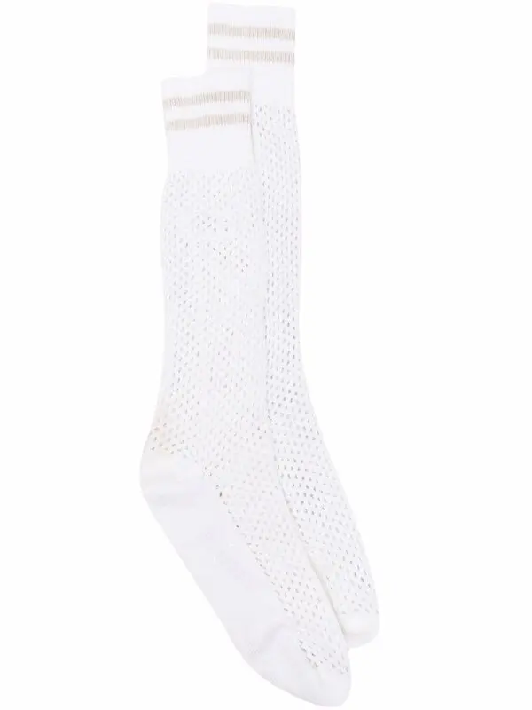 Brunello Cucinelli Stripe-trim Ankle Socks - White