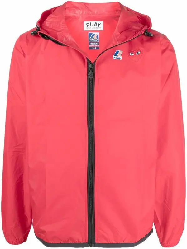 Play Comme Des Garcon X K-way Zip Hooded Jacket - Red