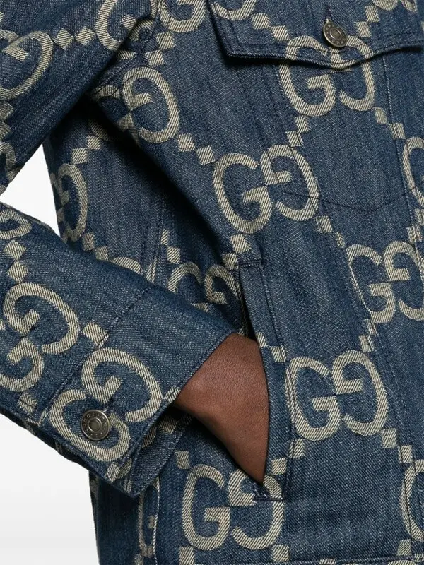 Gucci Jumbo Gg Denim Jacket - Blue