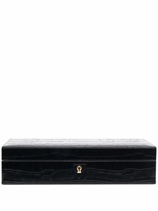 ASPINAL OF LONDON Crocodile-effect Watch Box - Black