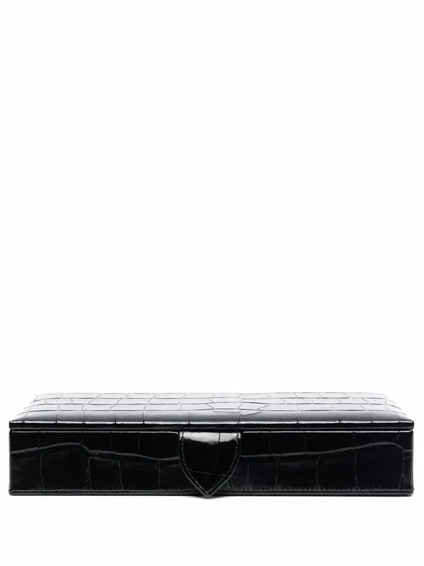 ASPINAL OF LONDON Crocodile-effect Leather Box - Black