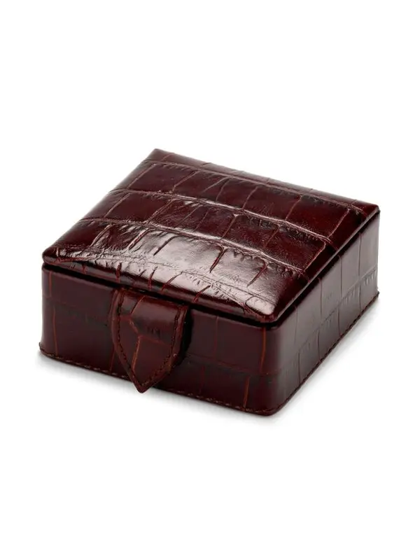 ASPINAL OF LONDON Crocodile-effect Leather Box - Brown