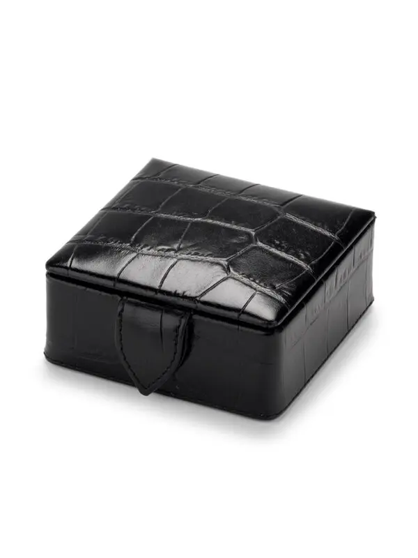 ASPINAL OF LONDON Crocodile-effect Leather Box - Black