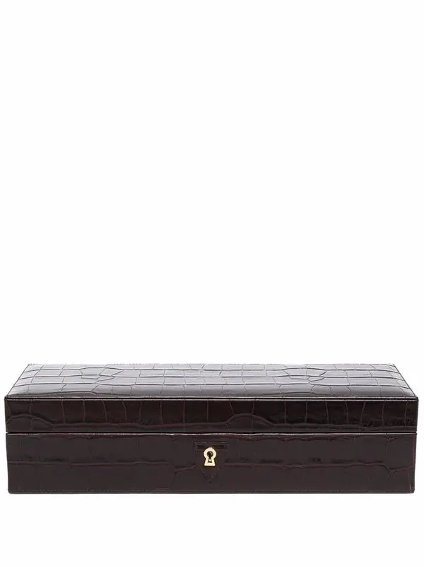 ASPINAL OF LONDON Crocodile-effect 5-watch Box - Brown