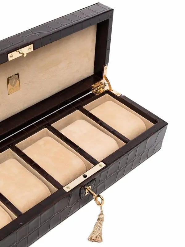 ASPINAL OF LONDON Crocodile-effect 5-watch Box