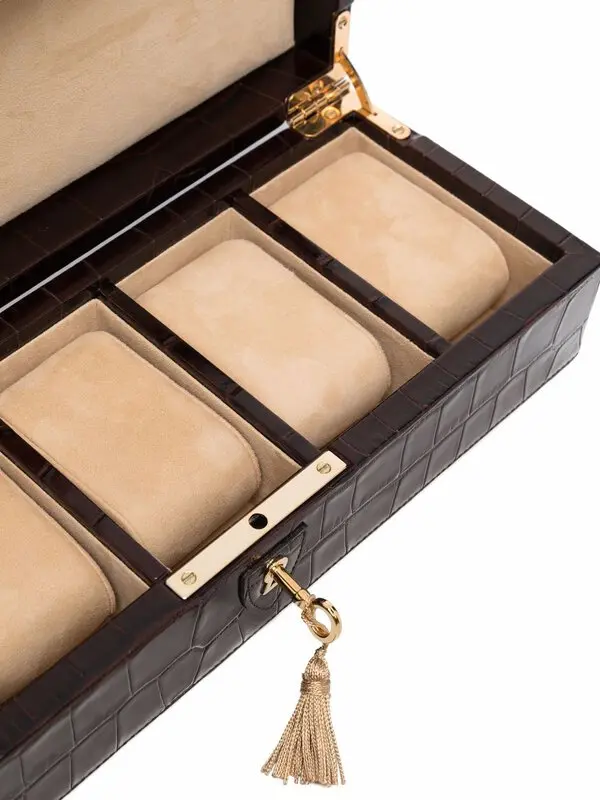 ASPINAL OF LONDON Crocodile-effect 5-watch Box