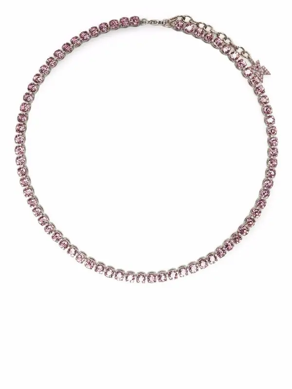Amina Muaddi Crystal Tennis Necklace - Silver