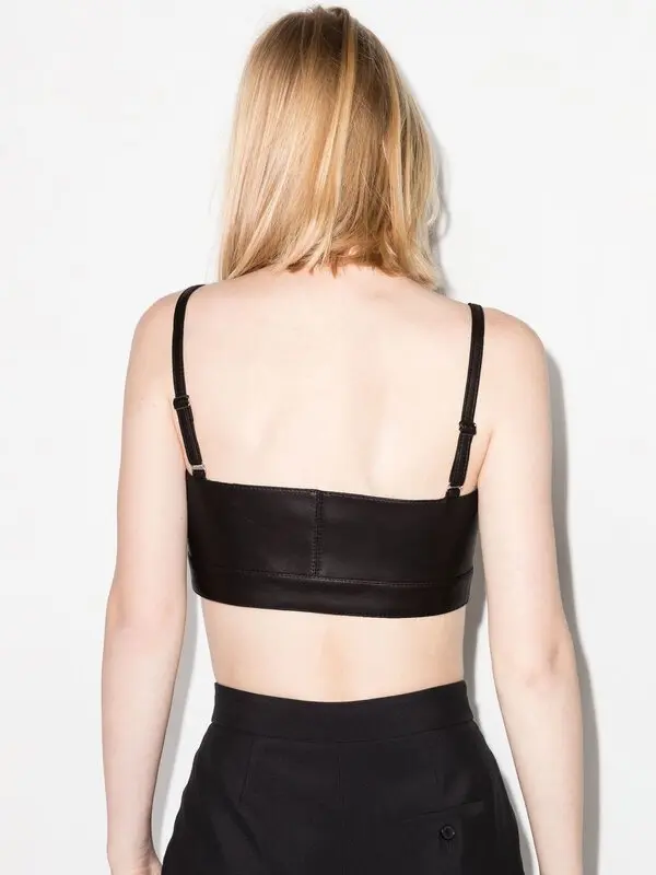 Alexander McQueen Zip-front Cropped Leather Top