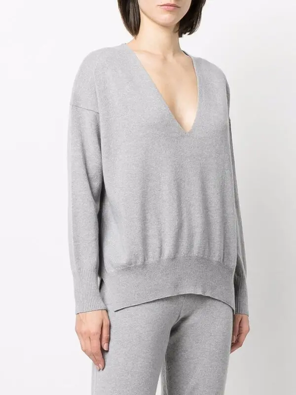 PAULA V-neck Cashmere Jumper - Grey