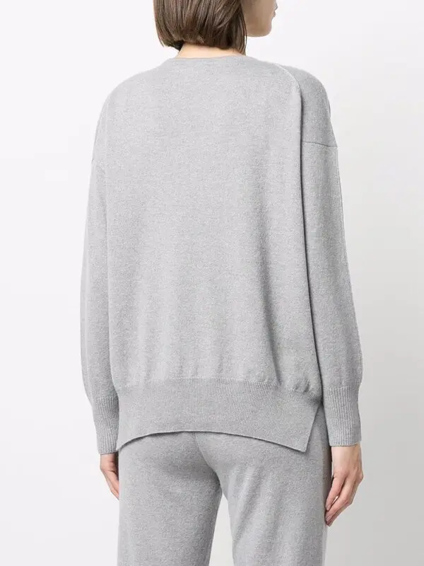 PAULA V-neck Cashmere Jumper - Grey