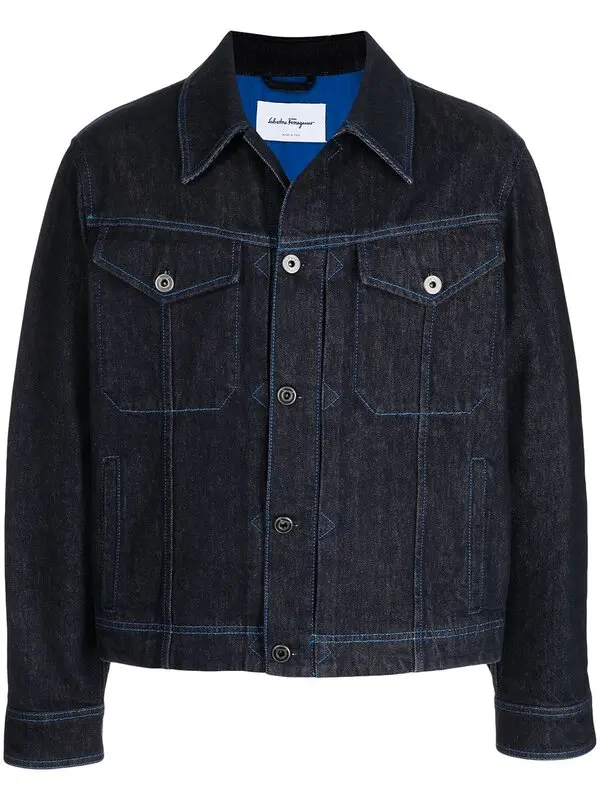 FERRAGAMO Contrast-stitch Denim Jacket
