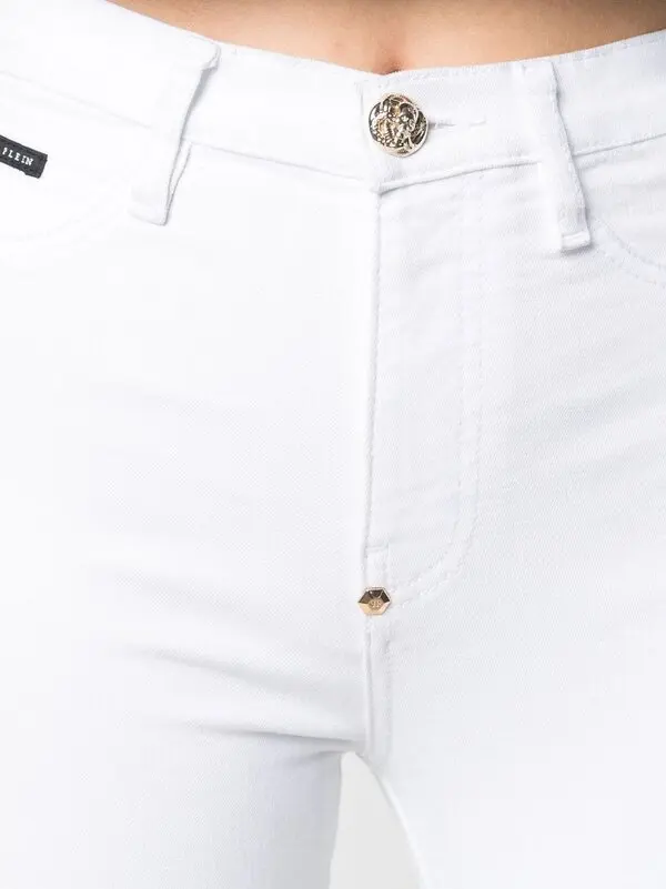 Philipp Plein High-waisted Biker Jeans - White