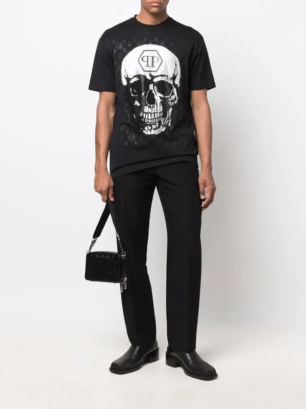 Philipp Plein Gem-embellished Skull Graphic T-shirt - Black