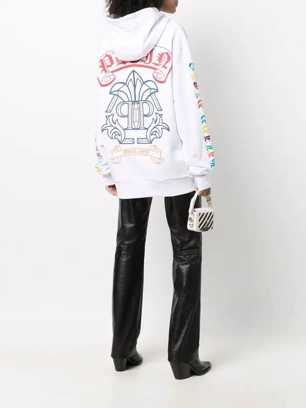 Philipp Plein Gothic Plein Embroidered Pullover Hoodie