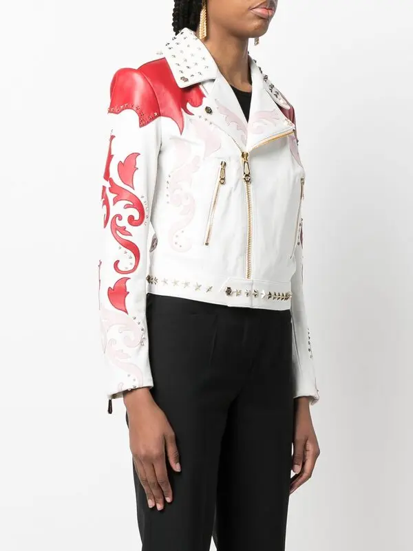 Philipp Plein Cowboy Intarsia Leather Jacket