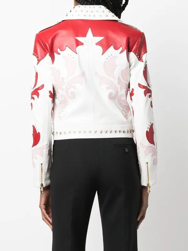 Philipp Plein Cowboy Intarsia Leather Jacket