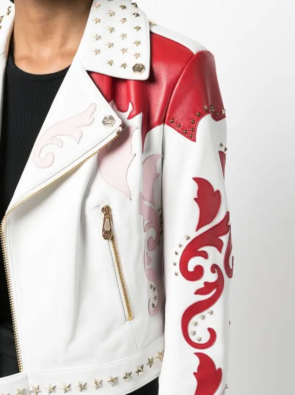 Philipp Plein Cowboy Intarsia Leather Jacket