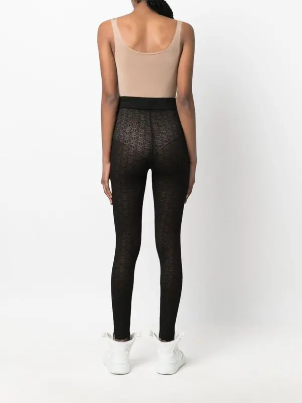 Philipp Plein Tulle Monogram Leggings - Black