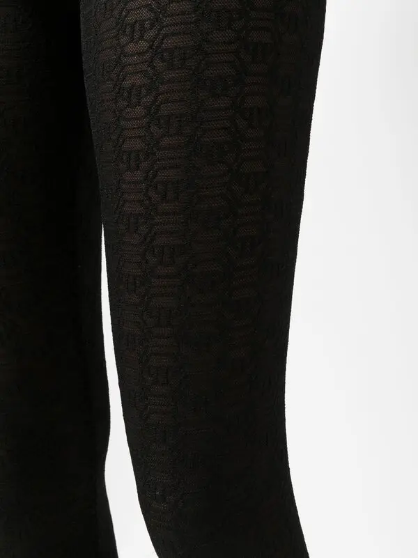 Philipp Plein Tulle Monogram Leggings - Black