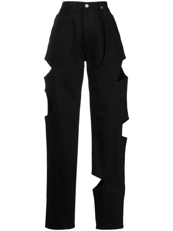 HELIOT EMIL Asymmetric Cut-out Straight Leg Jeans