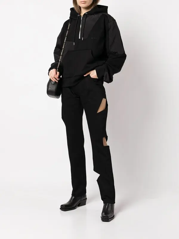 HELIOT EMIL Asymmetric Cut-out Straight Leg Jeans