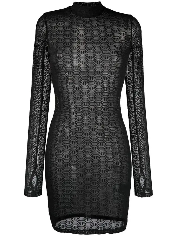 Philipp Plein Monogram Tulle Mini Dress