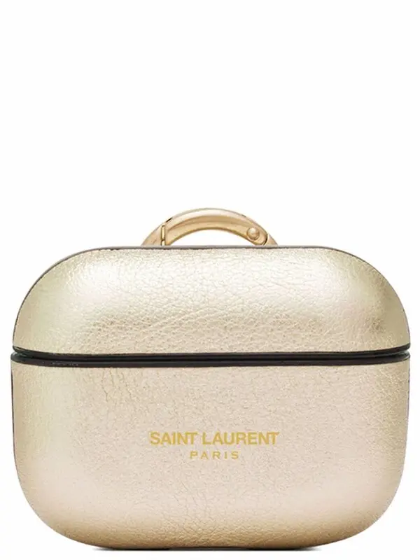 Saint Laurent Airpods Pro Leather Case - Gold | Editorialist