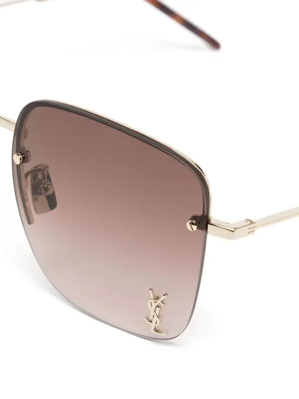 Saint Laurent Logo-plaque Tinted Sunglasses - Brown