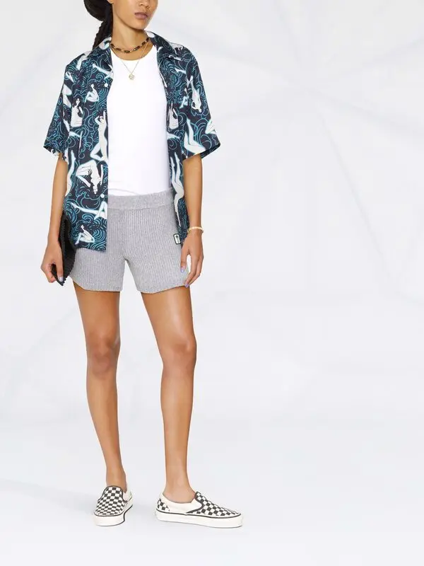 Palm Angels Patch-detail Ribbed-knit Shorts