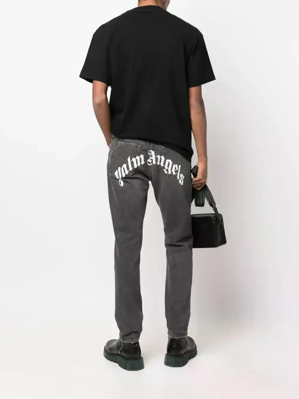 Palm Angels Logo Print Jeans - Grey