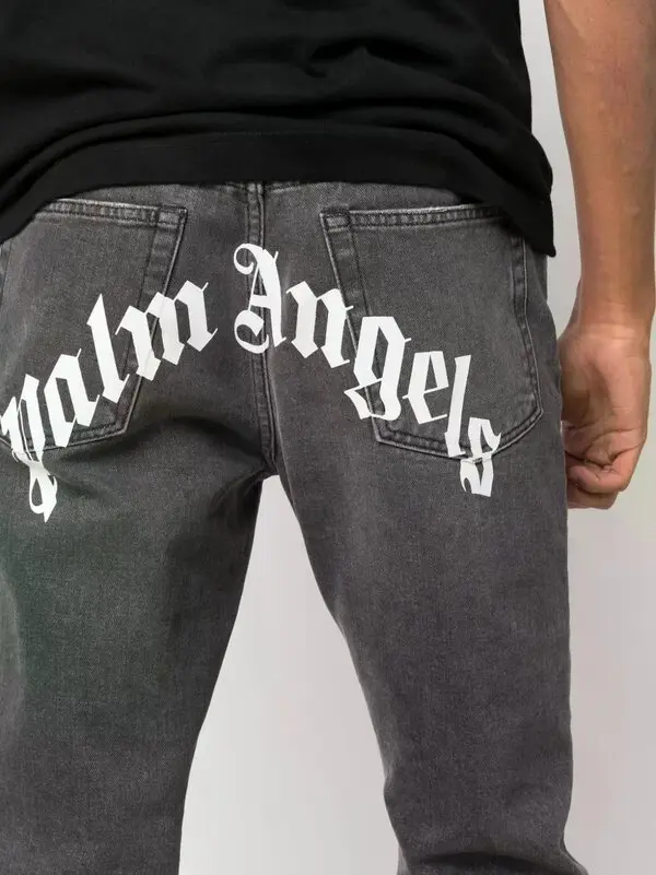 Palm Angels Logo Print Jeans - Grey