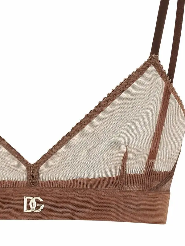 Dolce & Gabbana V-neck Logo Bralette - Brown