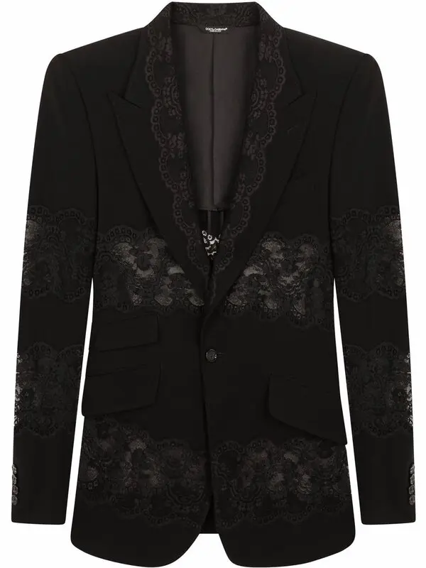 Dolce & Gabbana Lace-panel Single-breasted Blazer