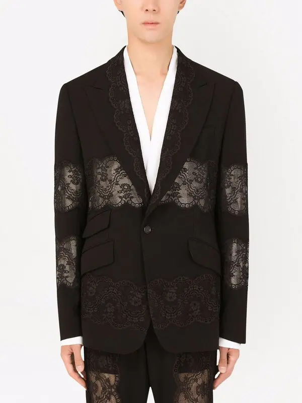 Dolce & Gabbana Lace-panel Single-breasted Blazer