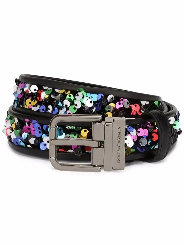 Dolce & Gabbana Sequin Buckle Belt - Black