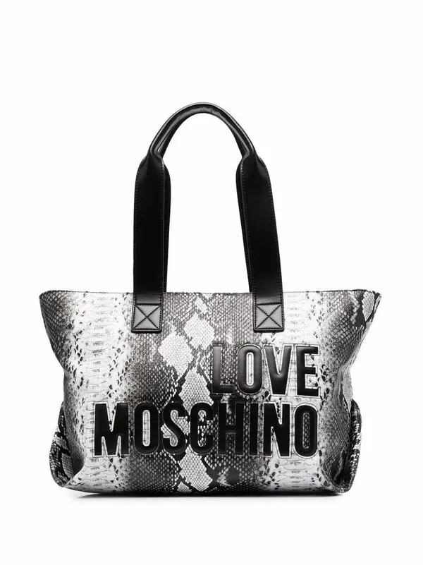 Moschino Snake-effect Logo-detail Tote Bag