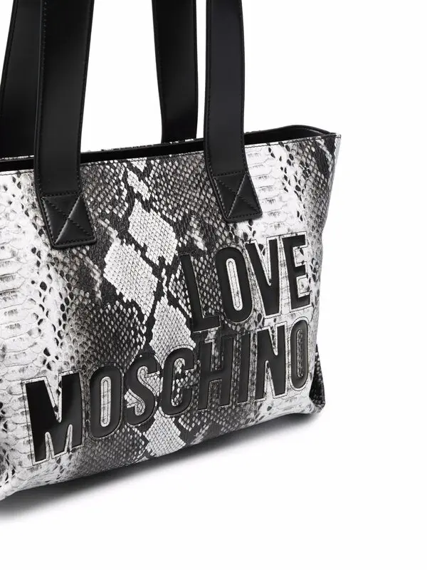 Moschino Snake-effect Logo-detail Tote Bag