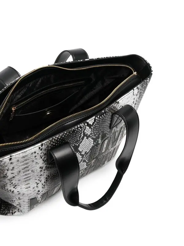 Moschino Snake-effect Logo-detail Tote Bag