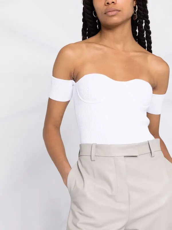 Helmut Lang Rib-knit Off-shoulder Top