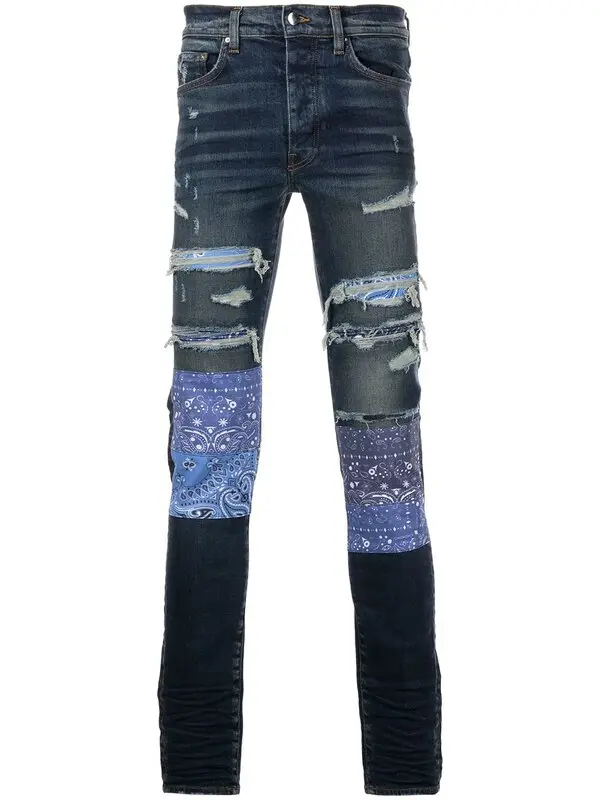 Amiri Bandana Artpatch Skinny Jeans