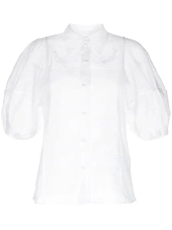 Chloé Embroidered Puff-sleeve Shirt