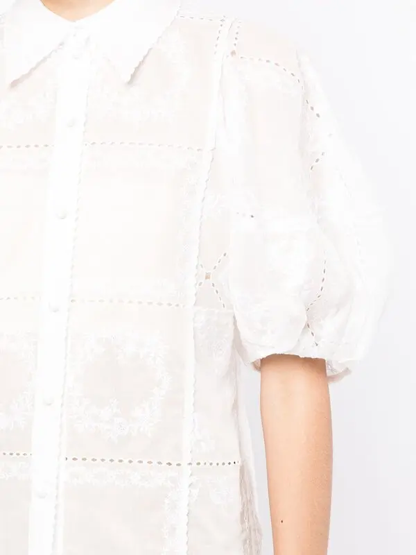 Chloé Embroidered Puff-sleeve Shirt