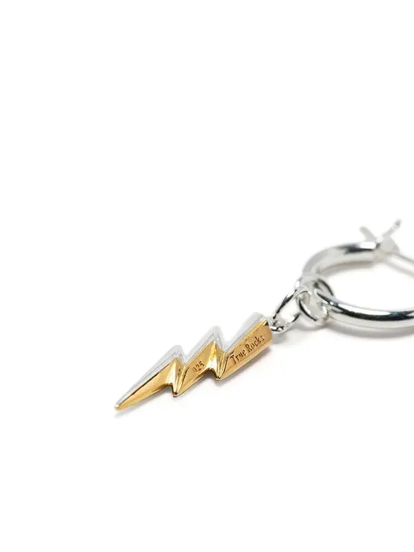 TRUE ROCKS Lightning Bolt Charm Hoop Earring