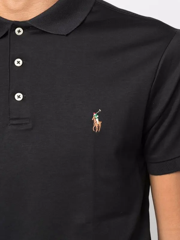 Polo Ralph Lauren Embroidered-logo Polo Shirt - Black